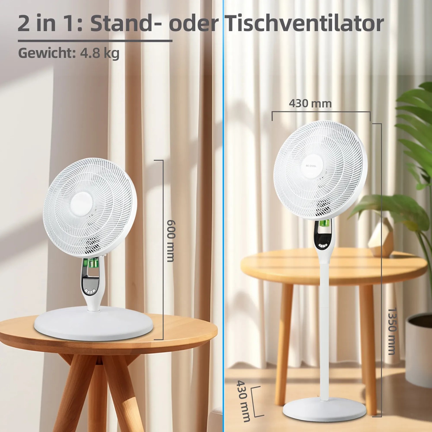 Be Cool Stand- und Tischventilator BC40STMOSQ mit Mückenabwehr 43 cm ...