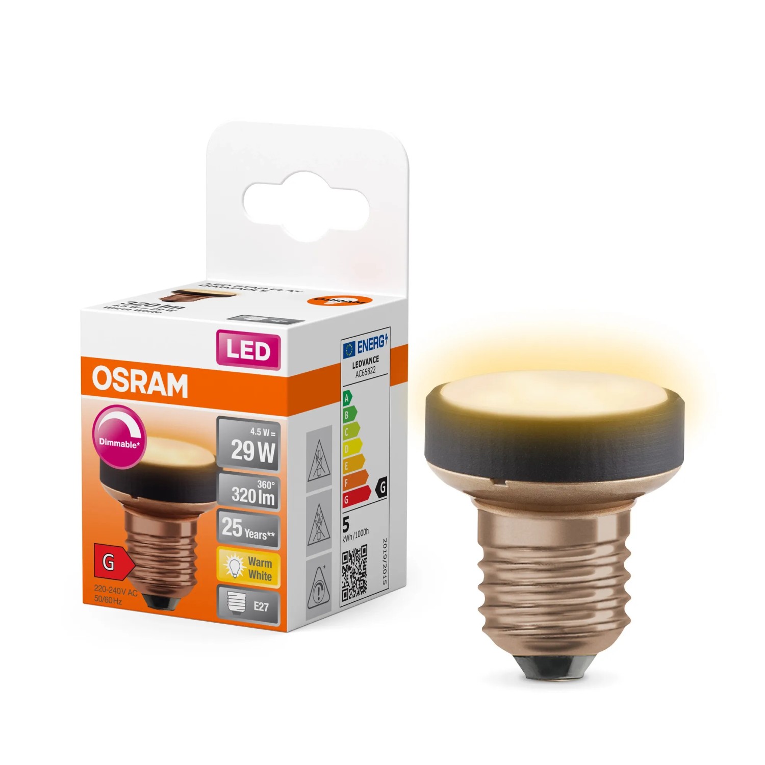 Osram LED-Lampe Star Flat 29 E27 Dimmbar 4.5 W 2.700 K 4,6 cm x Ø 4,3 ...