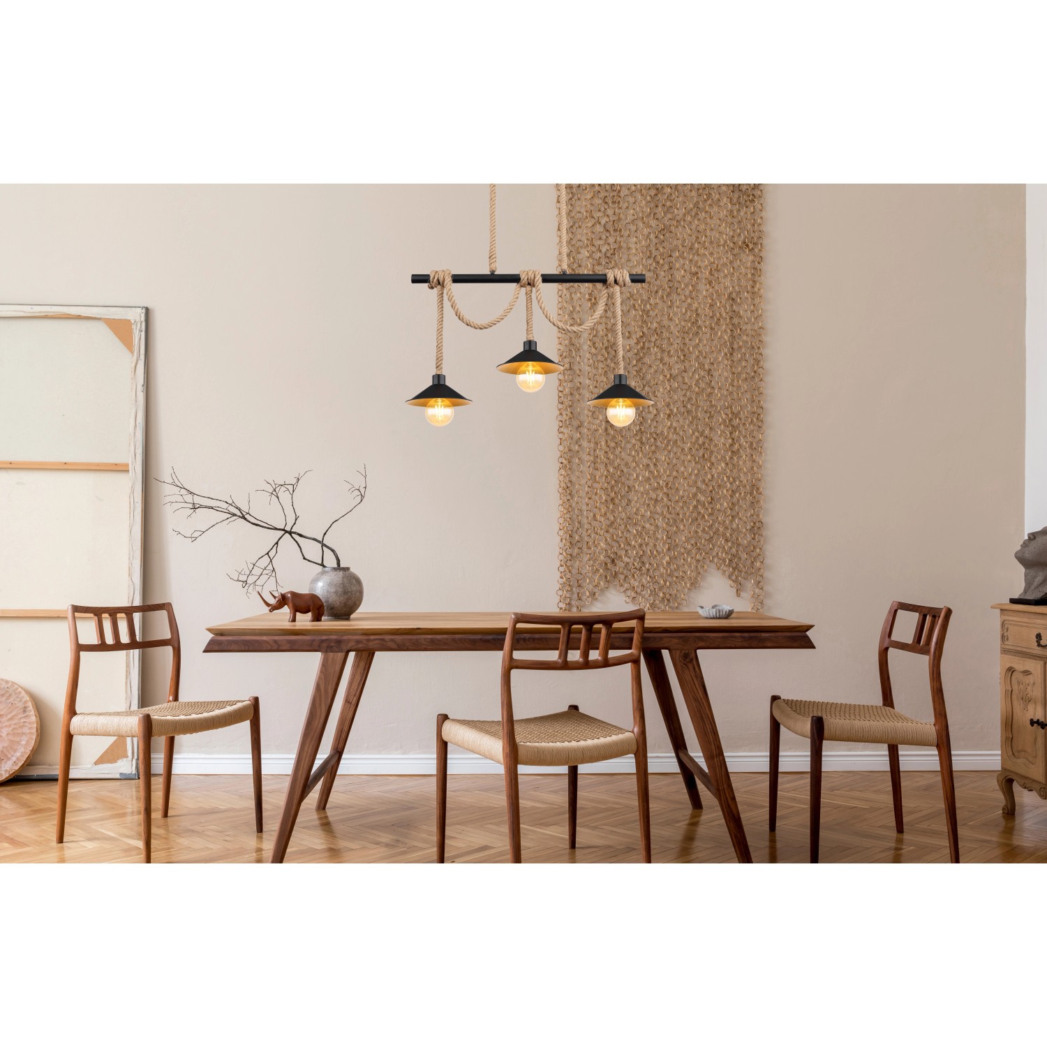 Globo Pendelleuchte Diana 3-flammig Schwarz matt 825 x 220 x 1200 mm ...