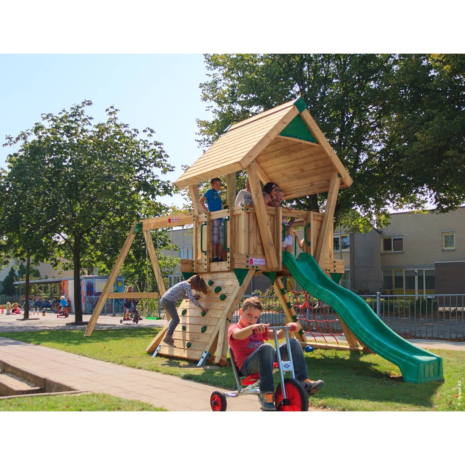 Hy-Land Spielgerät Q2S mit Rutsche und Doppelschaukelanbau Premium ...