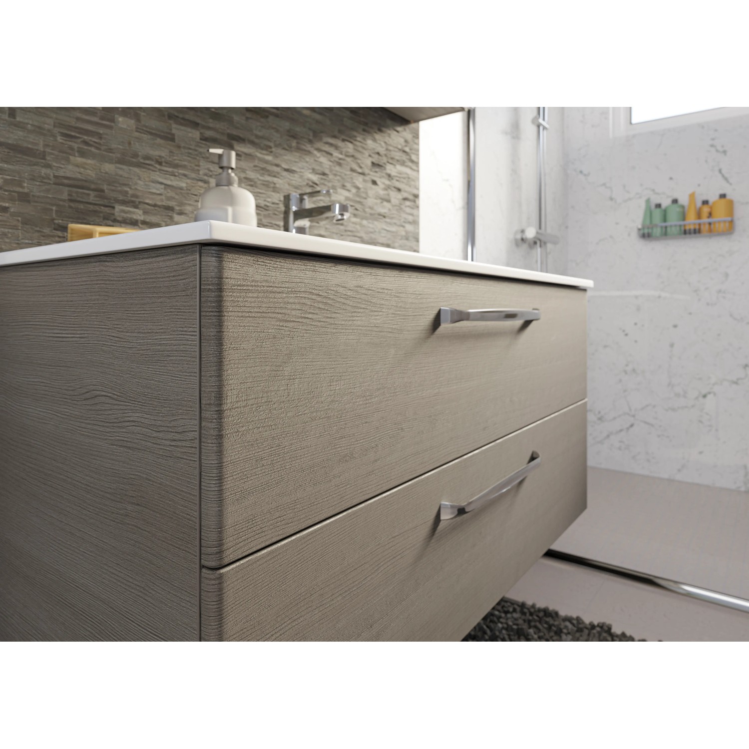 Pelipal Badmöbel-Set Trentino 167 cm Graphit Struktur Quer kaufen bei OBI