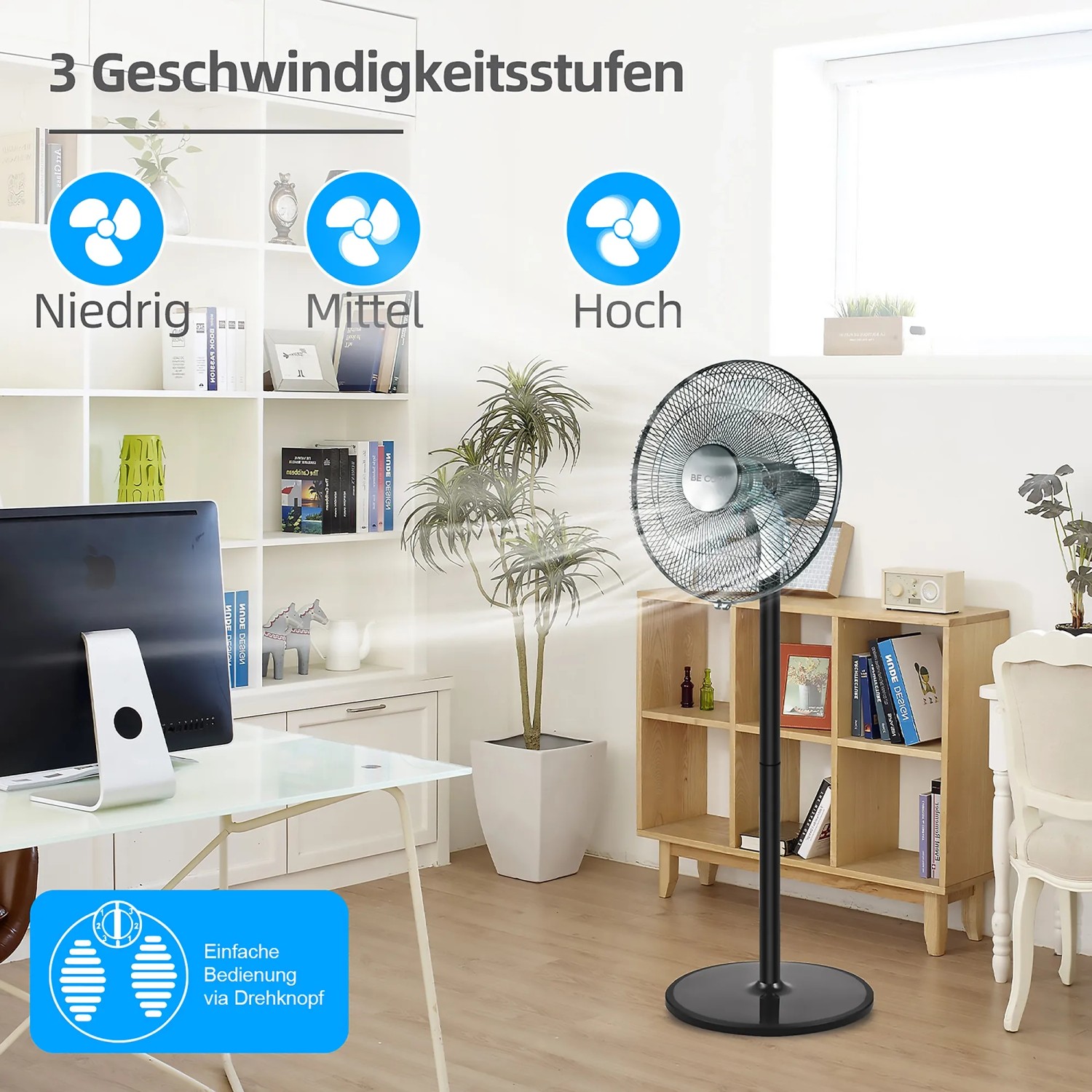 Be Cool Stand- und Tischventilator BC40STTI2202 40 cm Schwarz kaufen ...