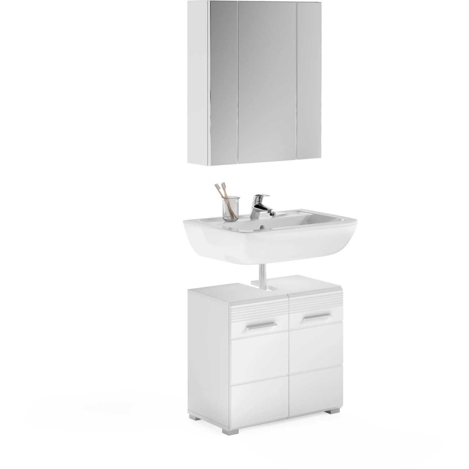 Badmöbel-Set Linus Hochglanz Weiß 60 cm 2-tlg. kaufen bei OBI